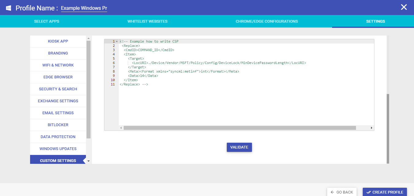 Leverage Configuration Service Provider settings for Windows